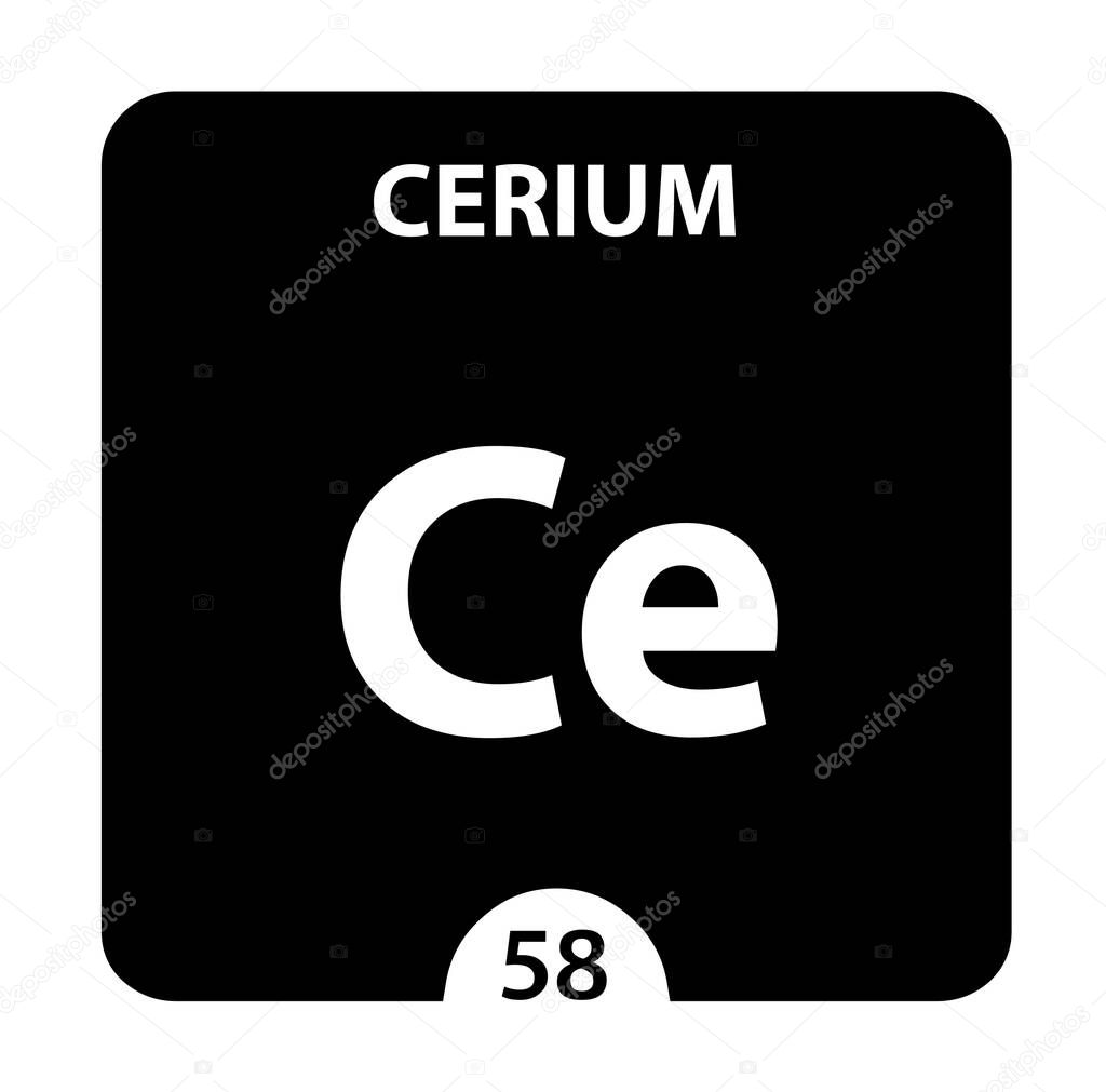 S mbolo de cerio. Signo de cerio con n mero at mico y peso at mico. 2024