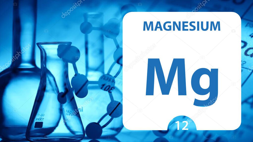 Magnesio Mg, signo de elemento químico. Representación 3D aislada en wh ...