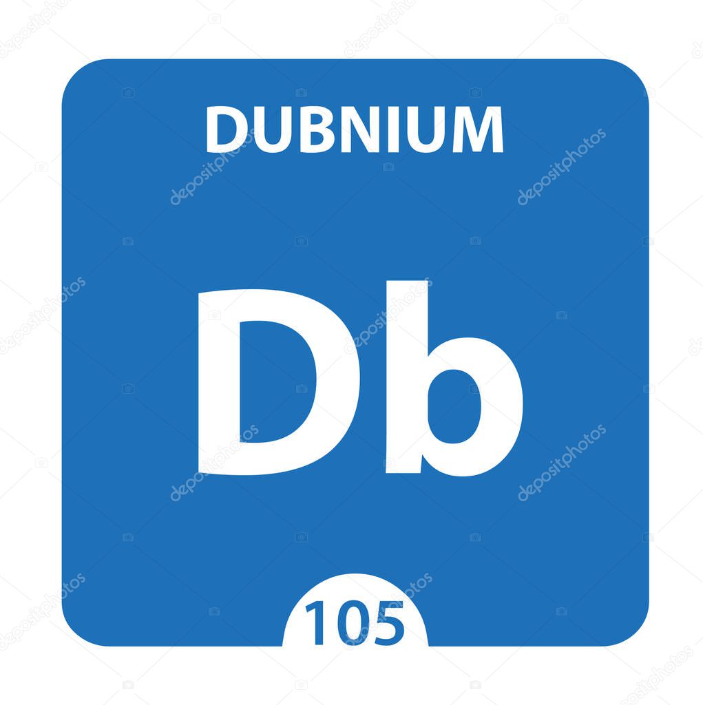 Dubnium Chemical 105 elemento de tabla periódica. Molécula y Com 2023