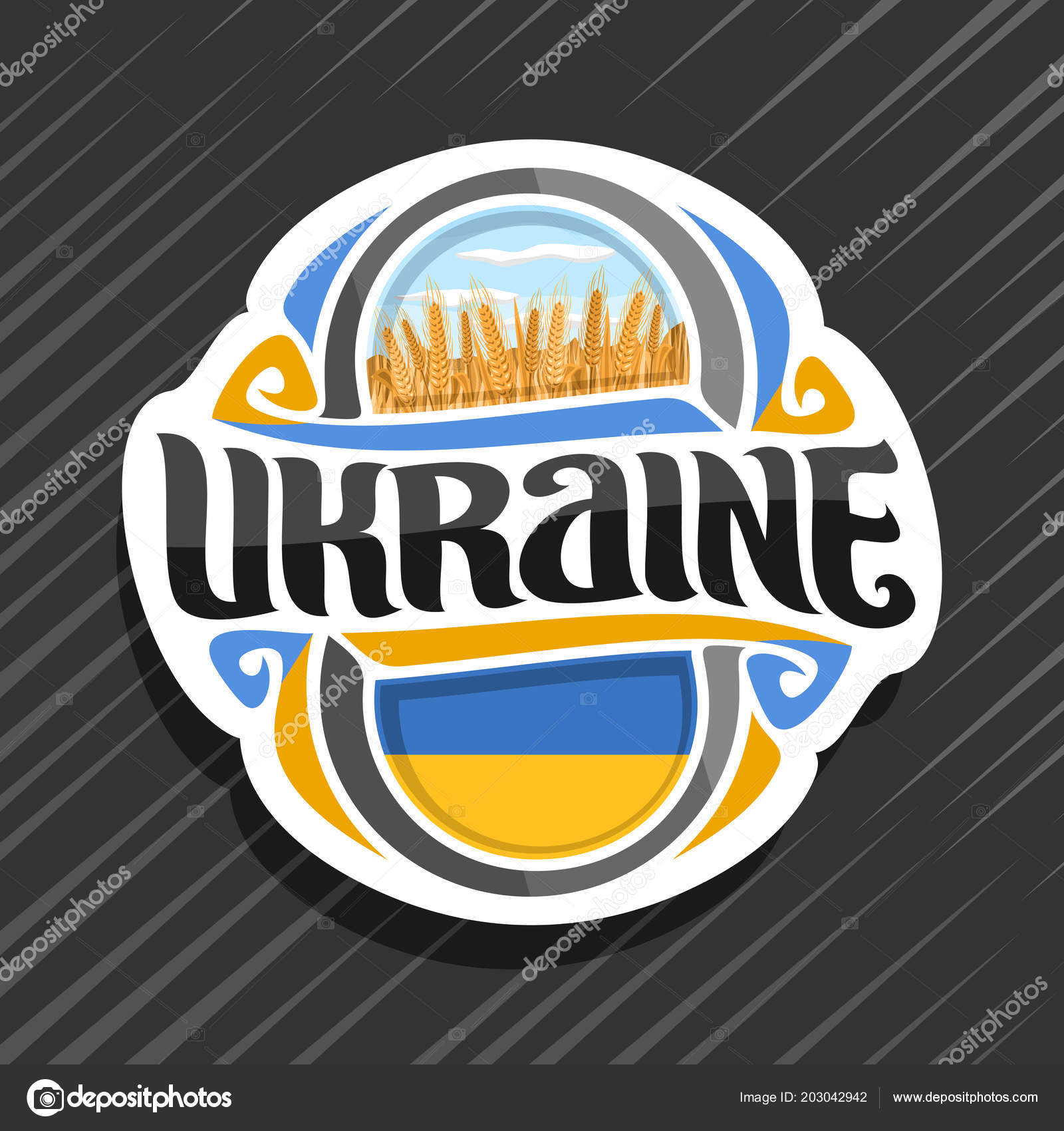 Vector Logo Ukraine Country Fridge Magnet Ukrainian Flag Original Brush ...