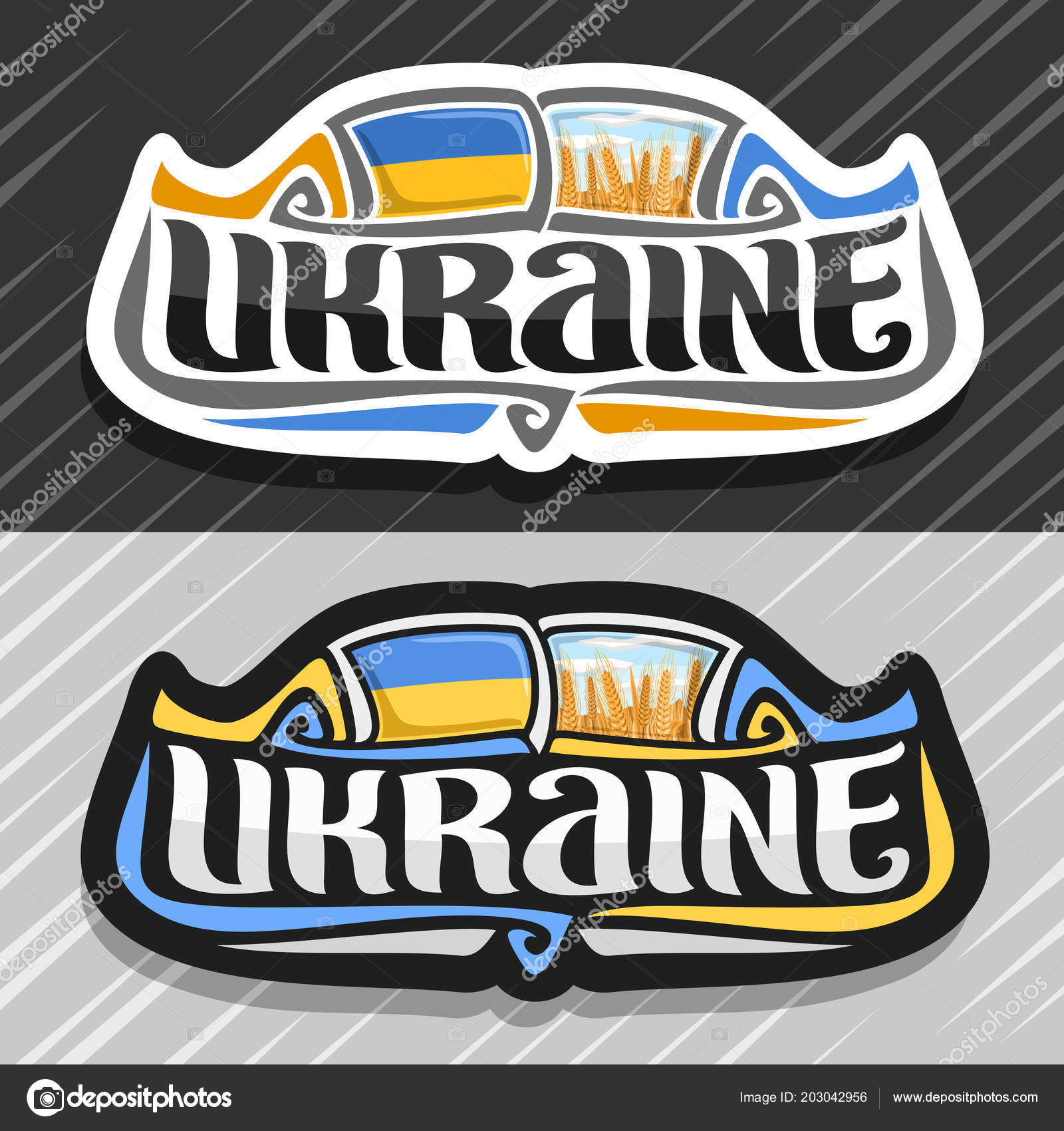 Vector Logo Ukraine Country Fridge Magnet Ukrainian Flag Original Brush ...