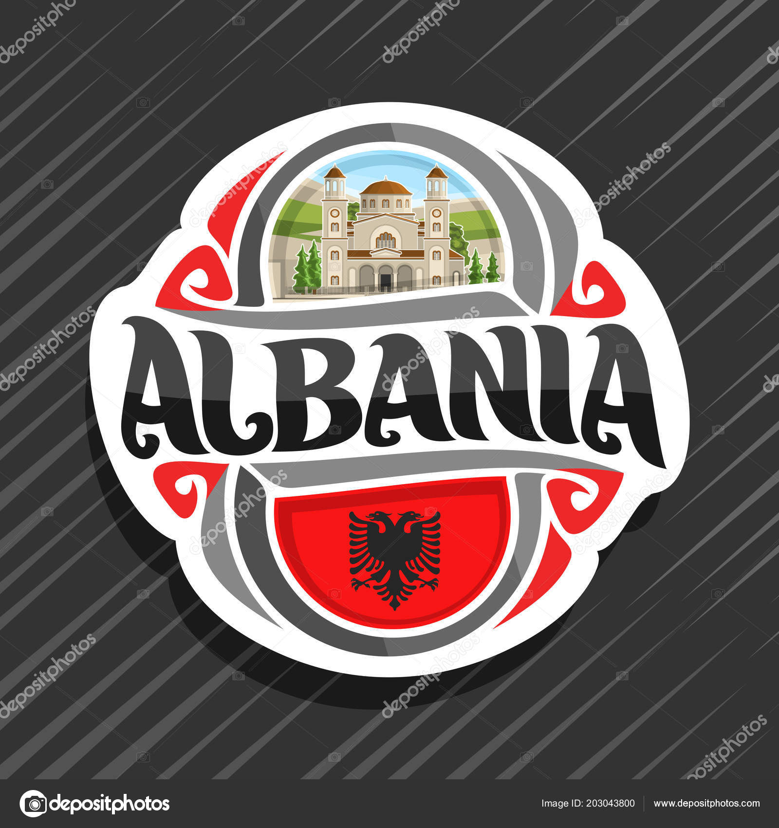 Vector Logo Albania Country Fridge Magnet Albanian State Flag Original ...
