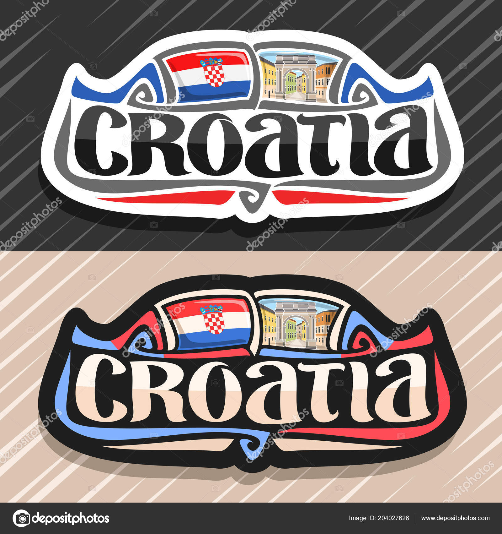 Vector Logo Croatia Country Fridge Magnet Croatian Flag Original Brush ...