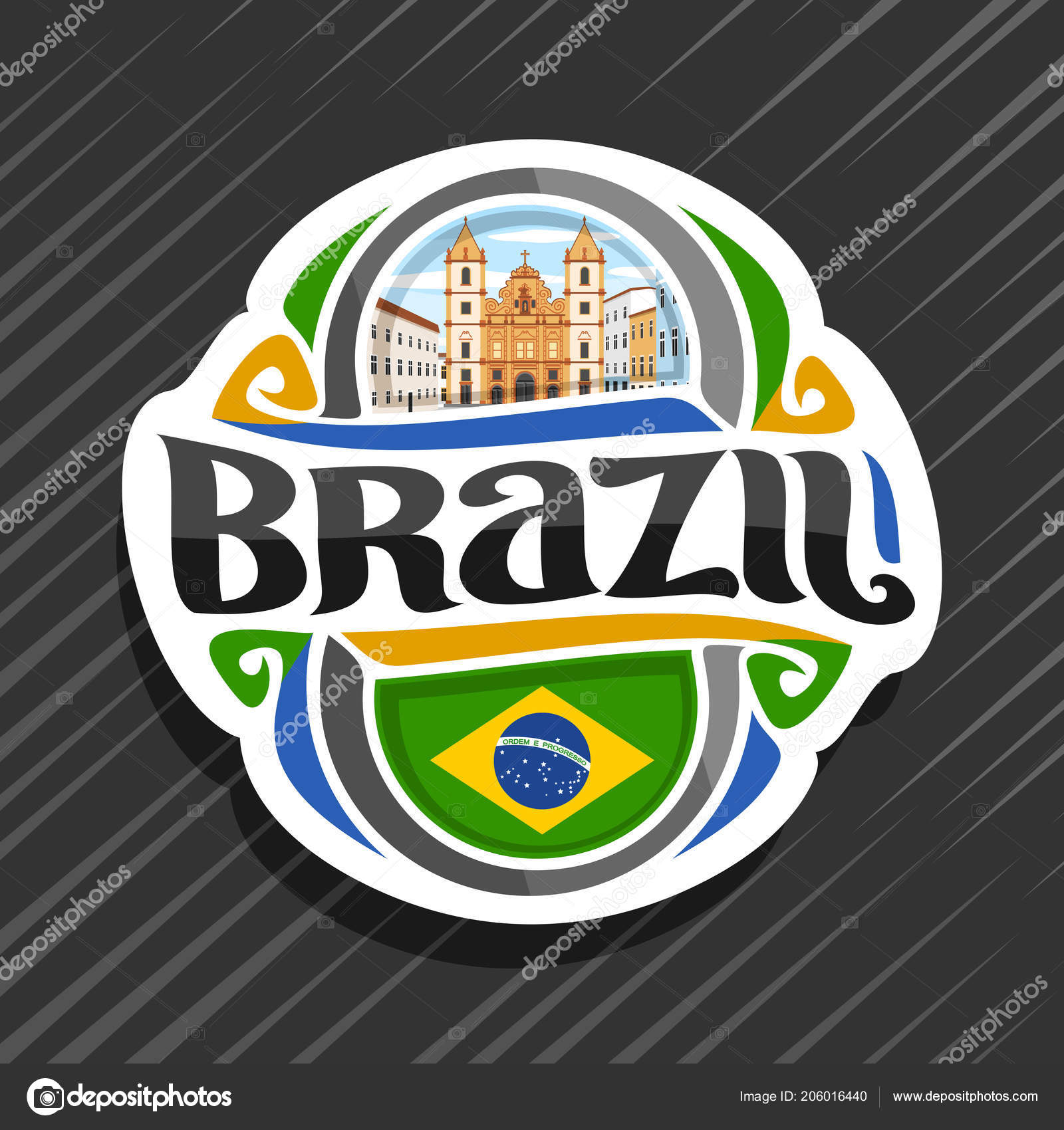 Vector Logo Brazil Country Fridge Magnet Brazilian Flag Original Brush ...