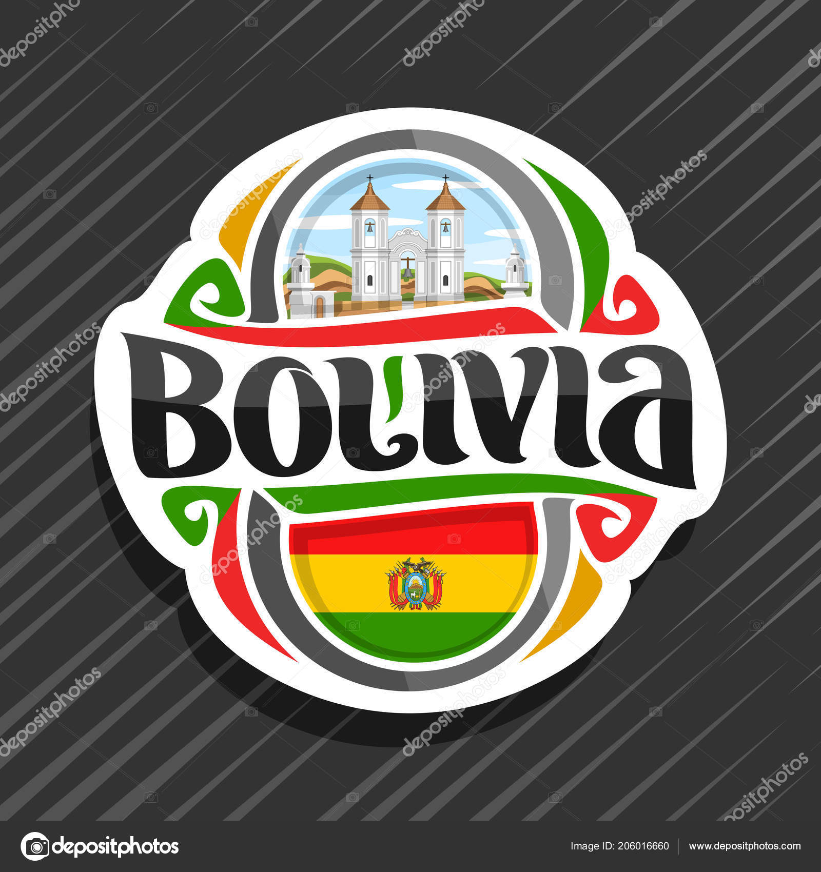 Vector Logo Bolivia Country Fridge Magnet Bolivian Flag Original Brush ...
