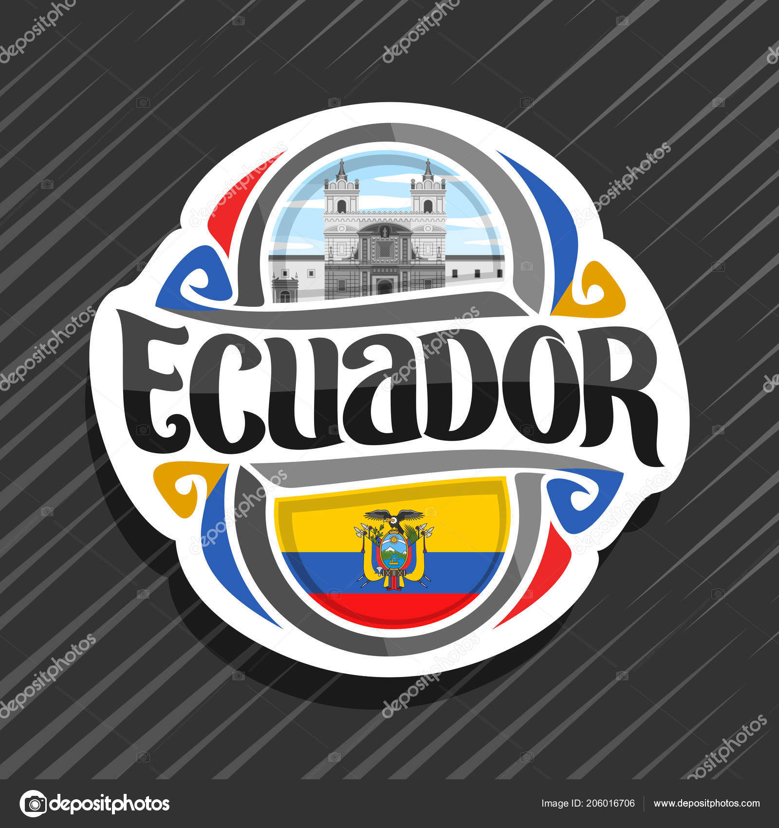 Vector Logo Ecuador Country Fridge Magnet Ecuadorian Flag Original ...