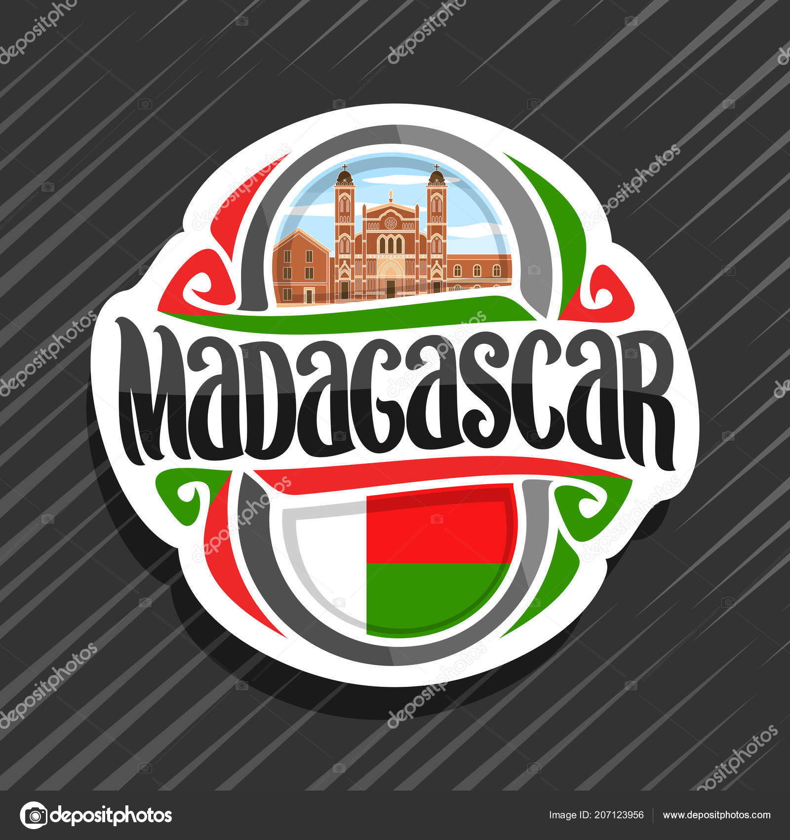 Vector Logo Madagascar Country Fridge Magnet Madagascan State Flag ...
