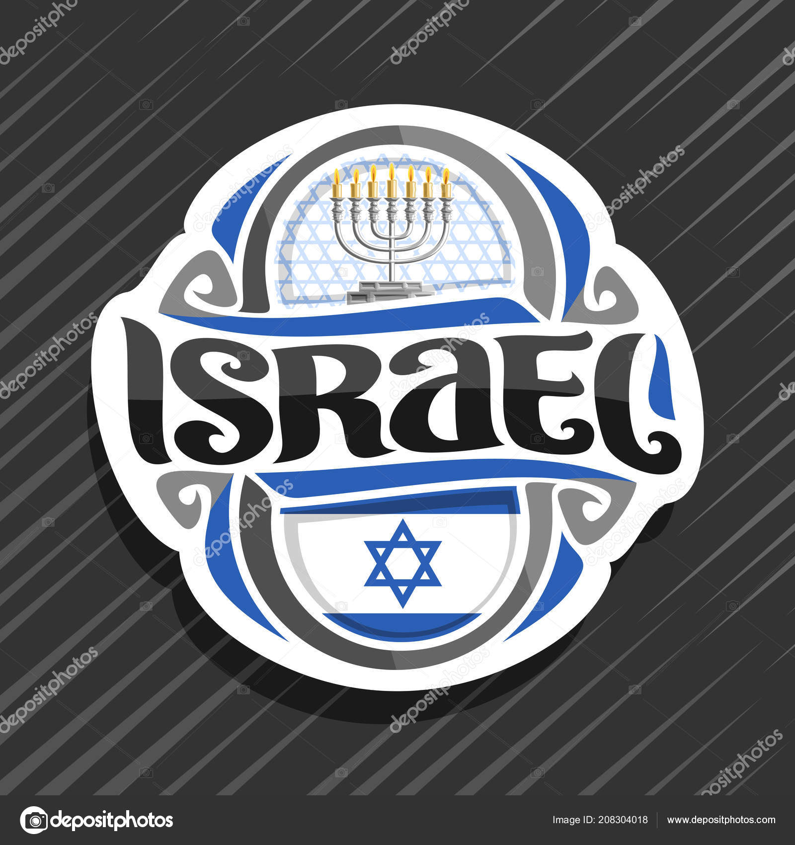 Vector Logo Israel Country Fridge Magnet Israeli State Flag Original ...