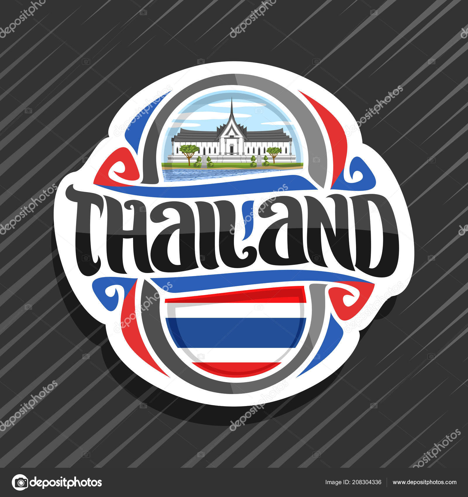 Vector Logo Kingdom Thailand Fridge Magnet Thai State Flag Original ...