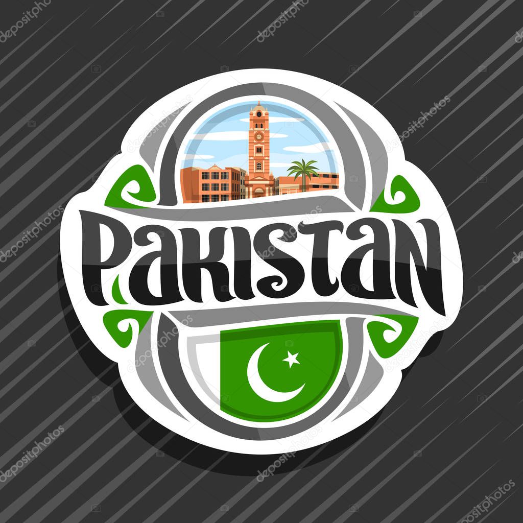 Logotipo vectorial para el país de Pakistán, imán de nevera con bandera ...