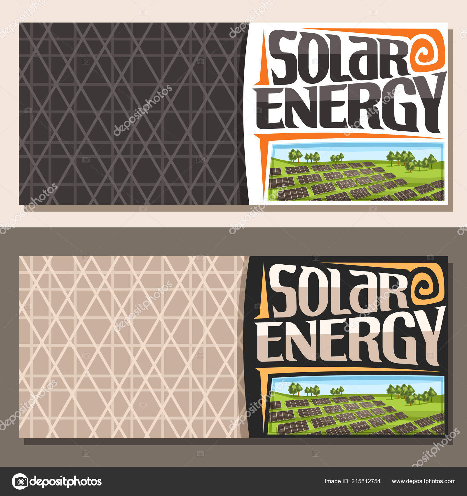 Vector Banners Solar Energy Copy Space Templates Many Photovoltaic ...