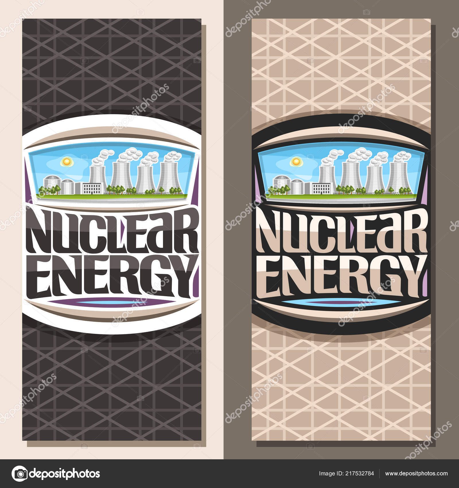 Vector Vertical Banners Nuclear Energy Brochure Modern Atomic Power ...