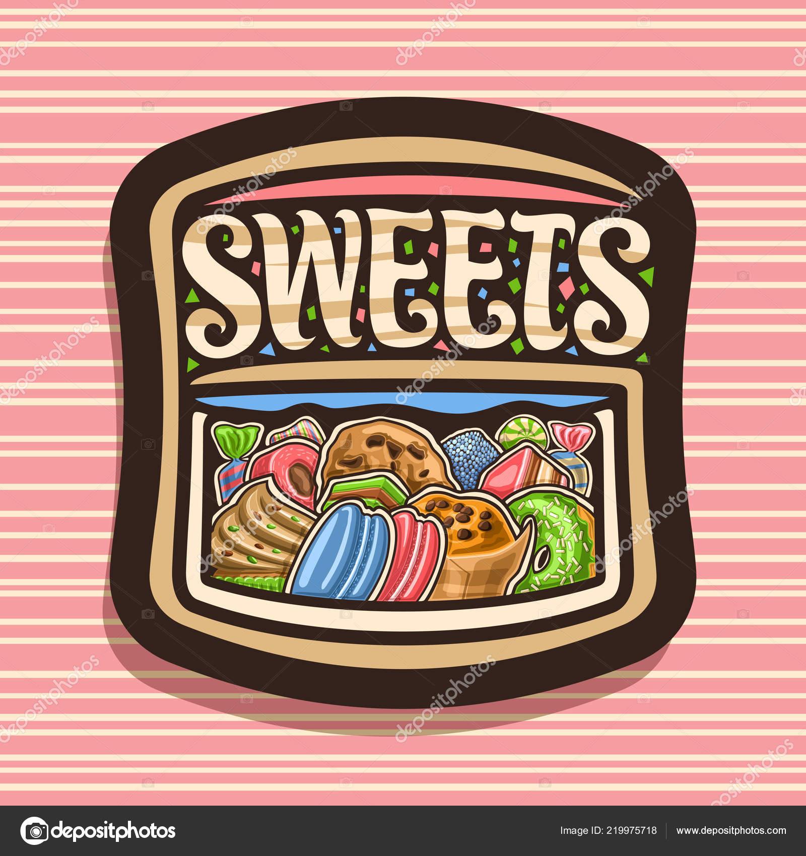 Vector Logo Sweets Dark Signboard Heap Cartoon Gourmet Baked Goods ...