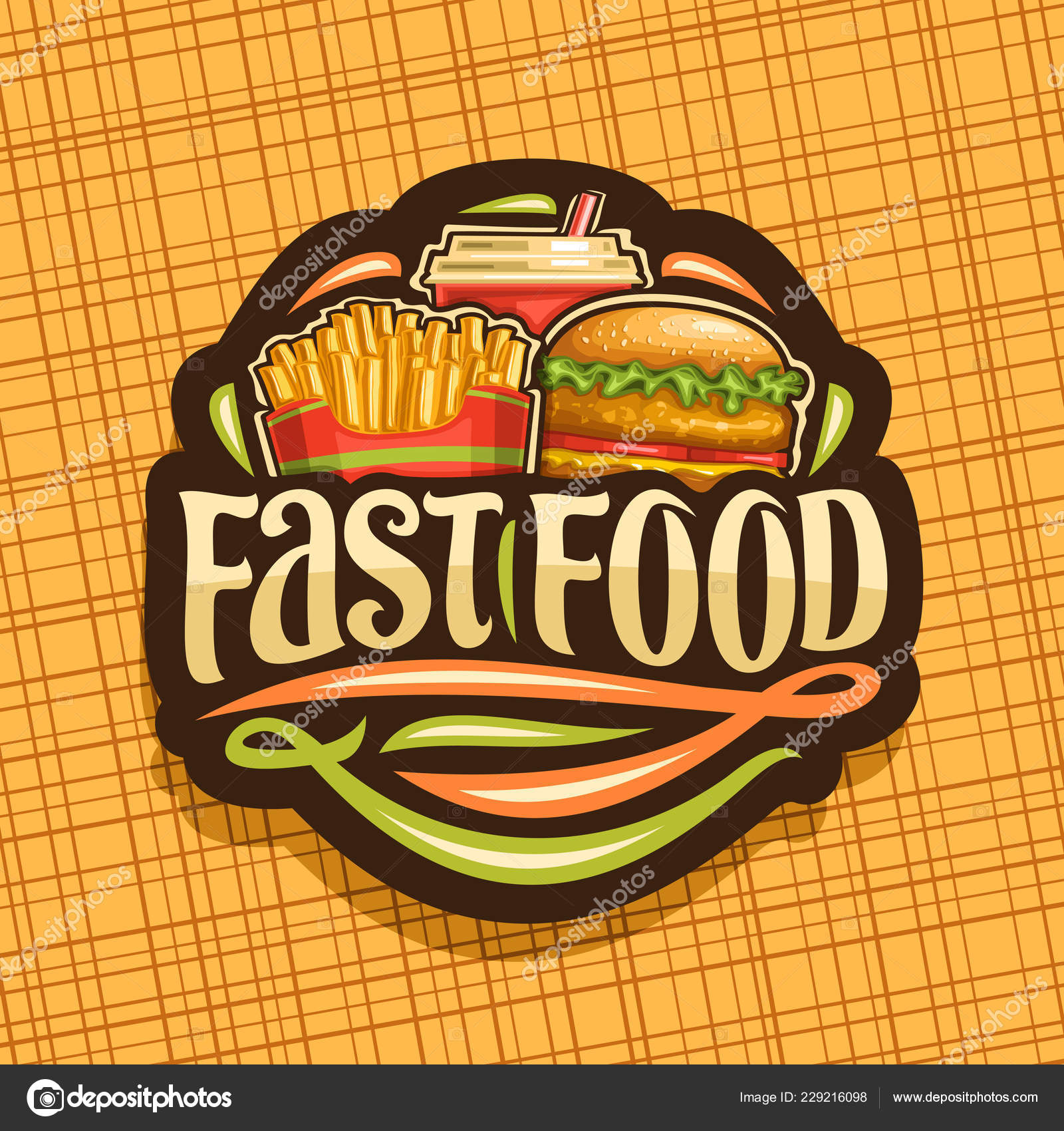 Vector Logo Fast Food Sticker Set Fresh Chicken Burger Fried — Stock ...