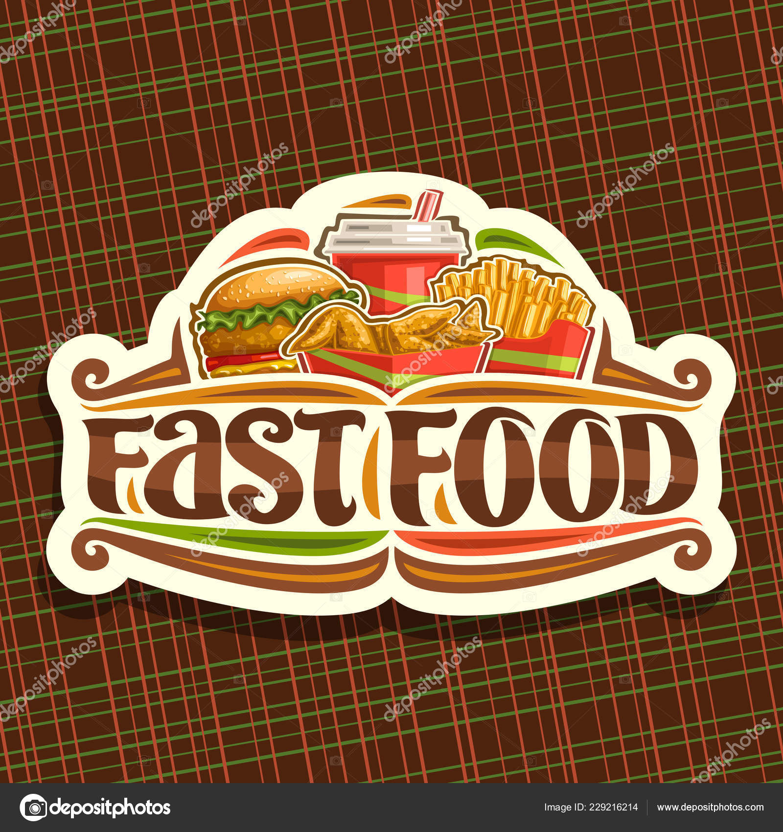 Vector Logo Fast Food Signboard Set Fresh Chickenburger Fried Cutlet ...
