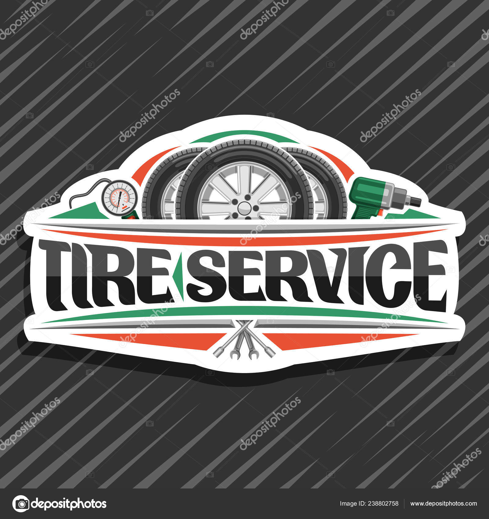 Vector Logo Tire Service White Signboard Tires Alloy Discs Illustration ...