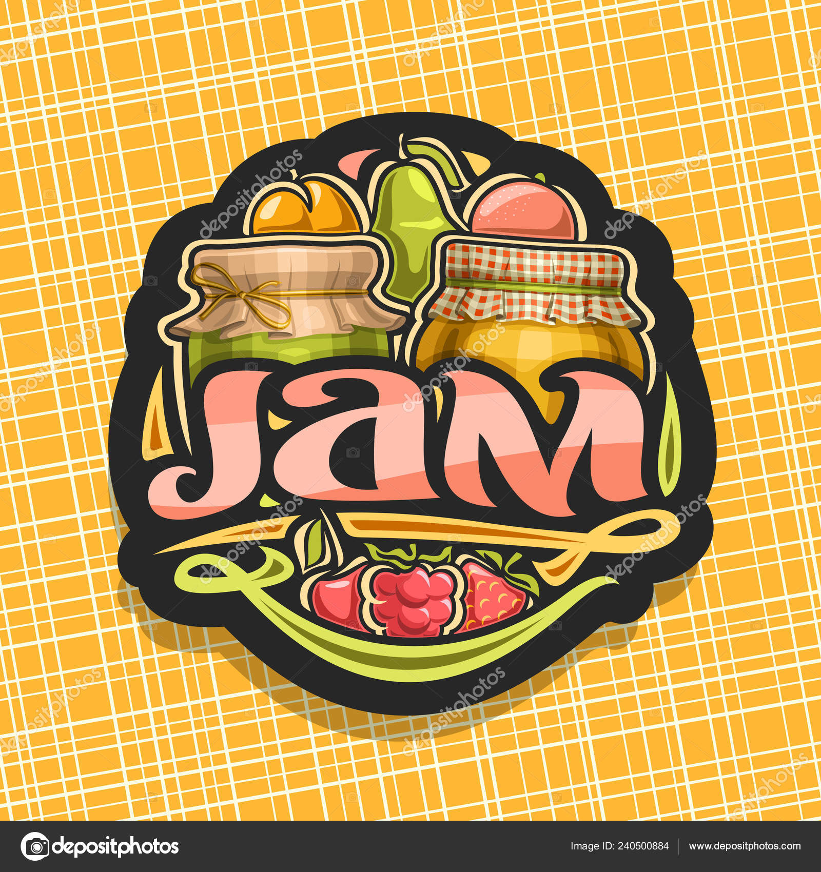 Vector Logo Fruit Jam Black Tag Home Made Glass Jars Stock Vector by ...