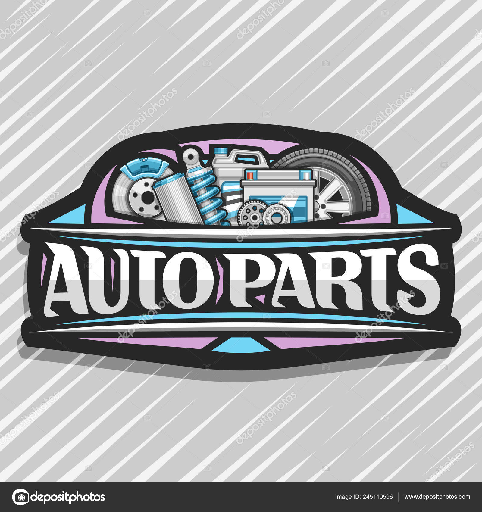 Vector Logo Auto Parts Poster Black Decorative Signboard Lettering ...