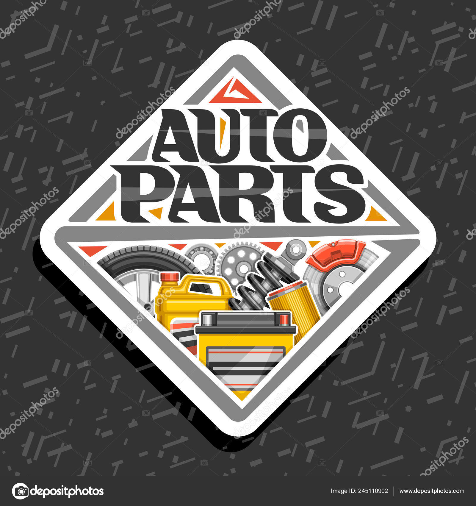 Vector Logo Auto Parts Poster White Decorative Signboard Lettering ...