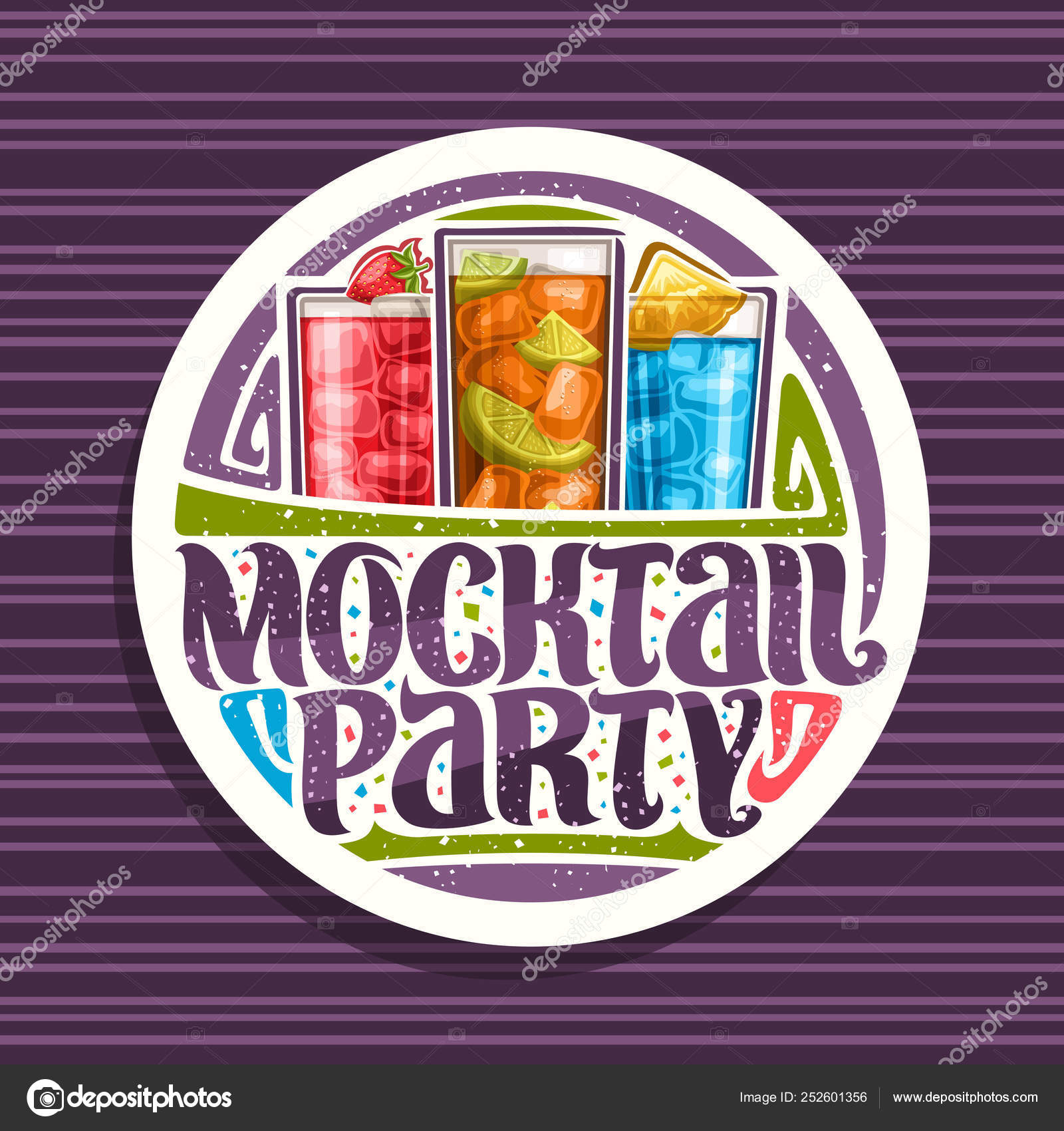 Vector Logo Mocktail Party White Tag Cool Non Alcoholic Drinks Stock ...