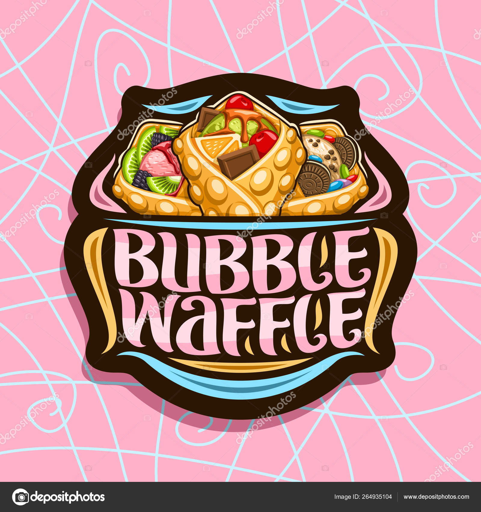 Vector Logo Bubble Waffle Dark Decorative Stamp Variety Hong Kong Stock ...