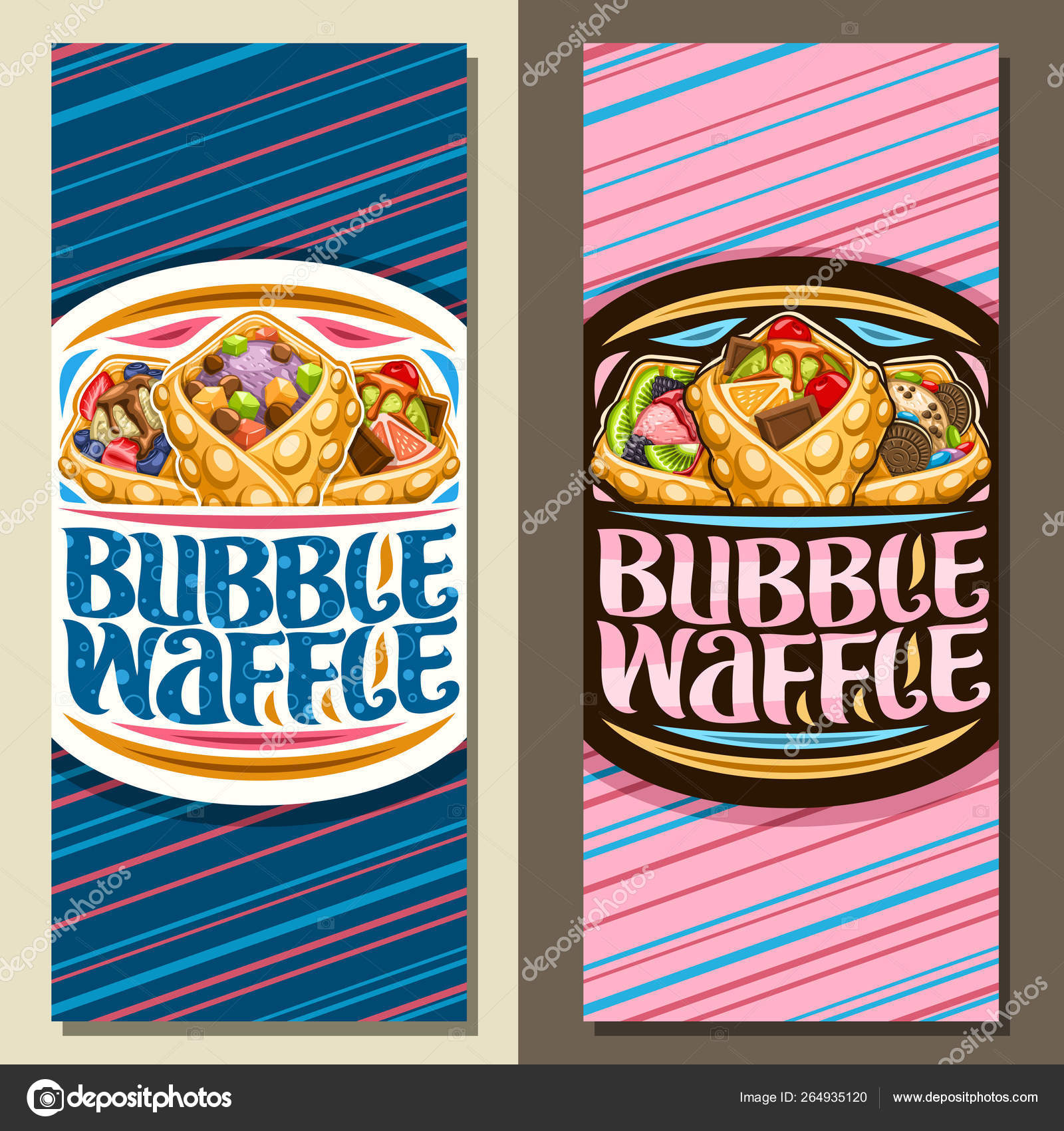 Vector Banners Bubble Waffle Layouts Variety Hong Kong Desserts ...