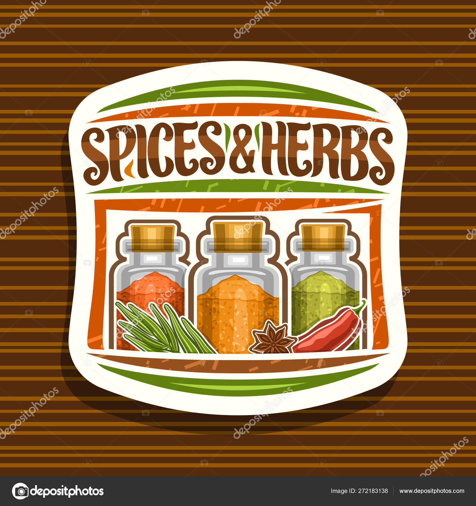Vector Logo Spices Herbs White Badge Illustration Set Indian Fresh ...