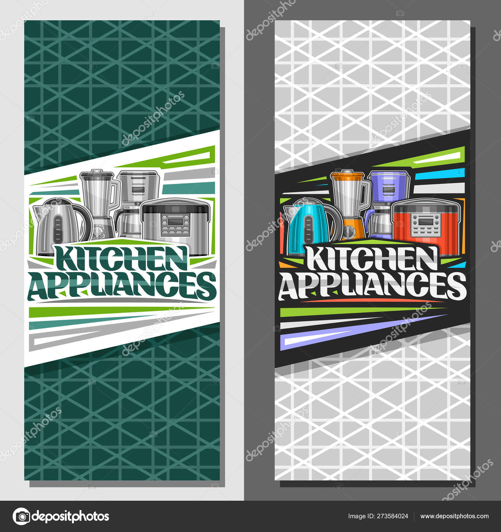 Vector Layouts Kitchen Appliances Leaflets Illustration Set Various ...