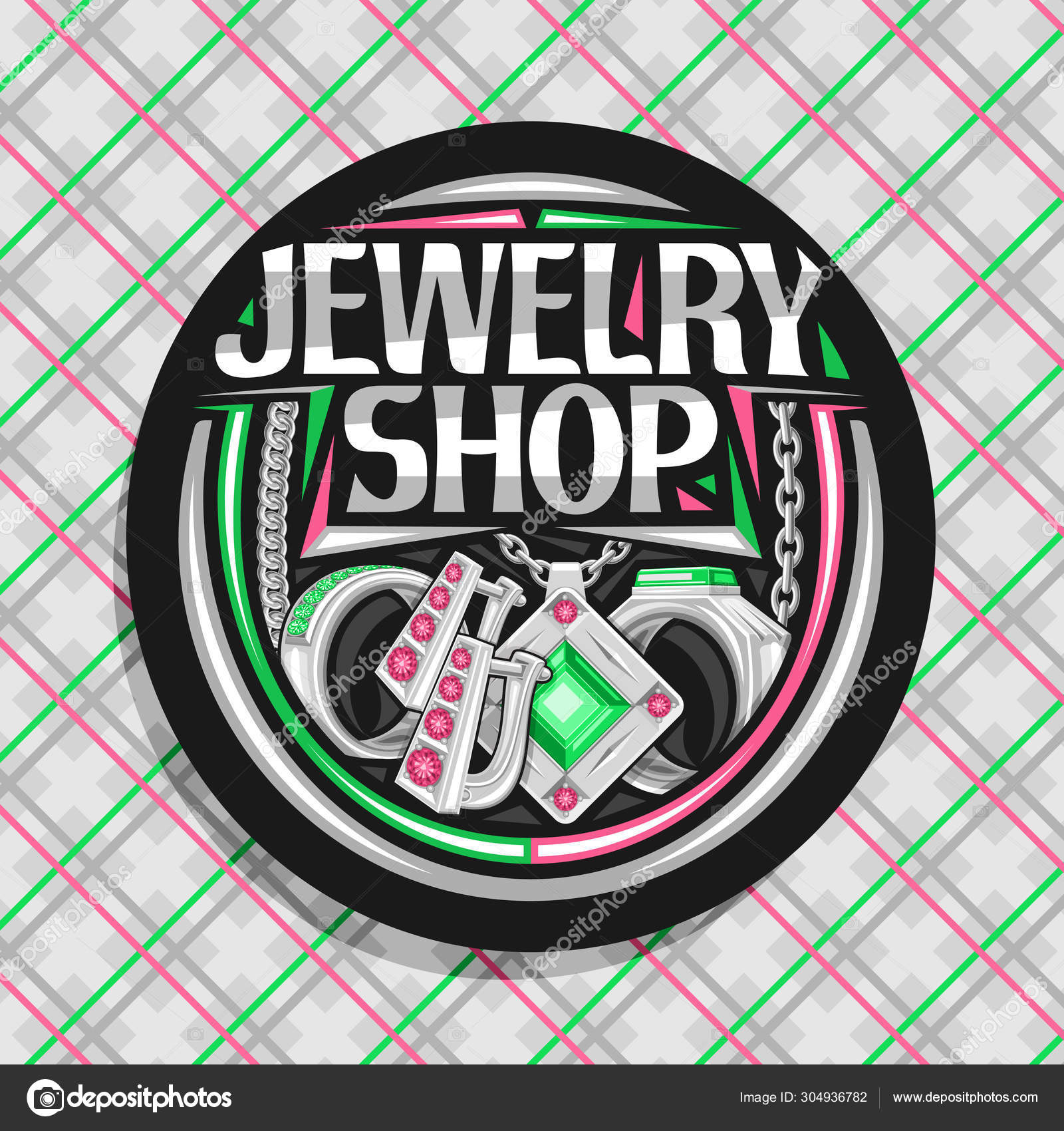 Vector Logo Jewelry Shop Dark Decorative Sign Board Set Platinum Stock ...