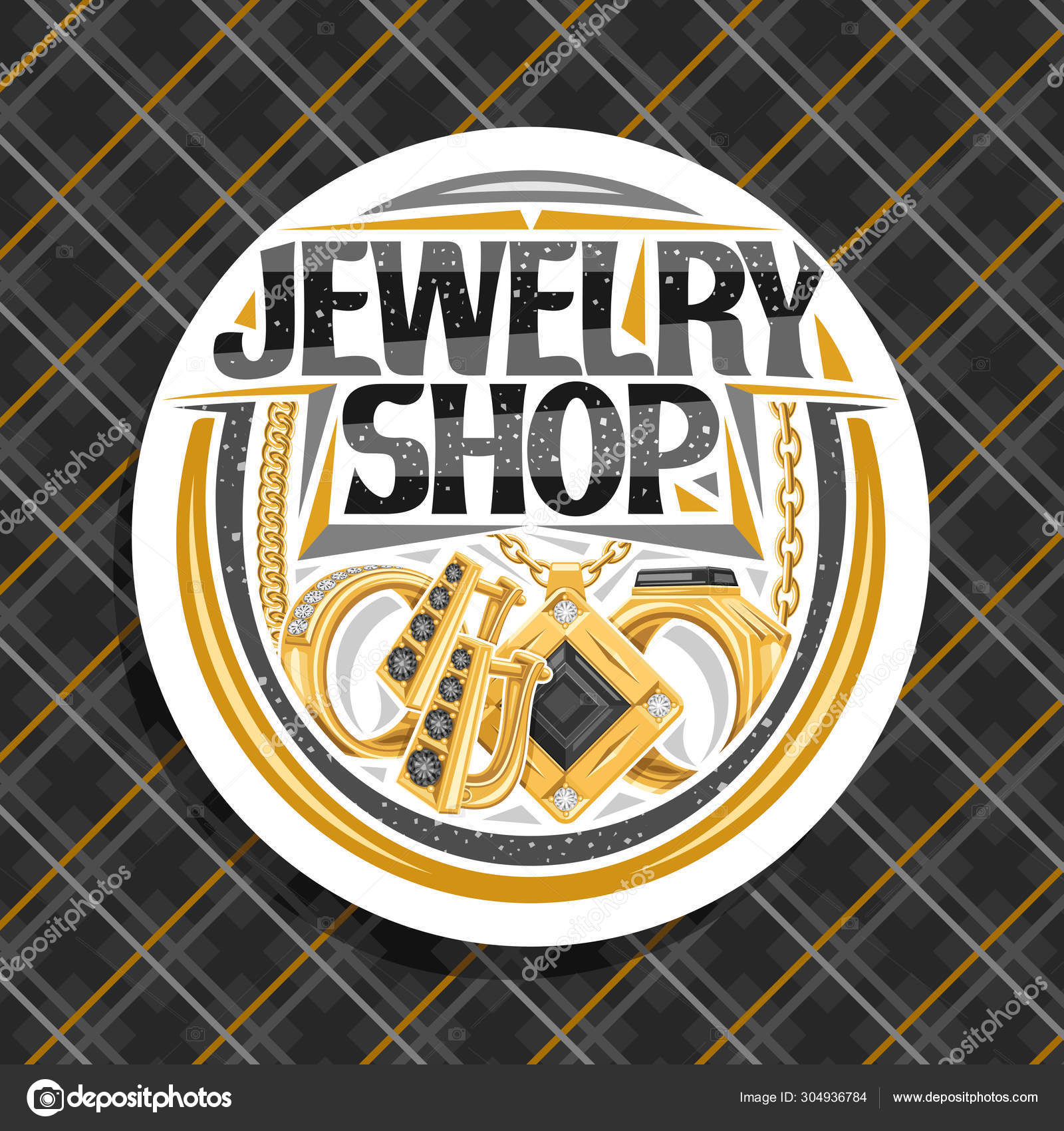 Vector Logo Jewelry Shop White Sign Board Illustration Group Golden ...