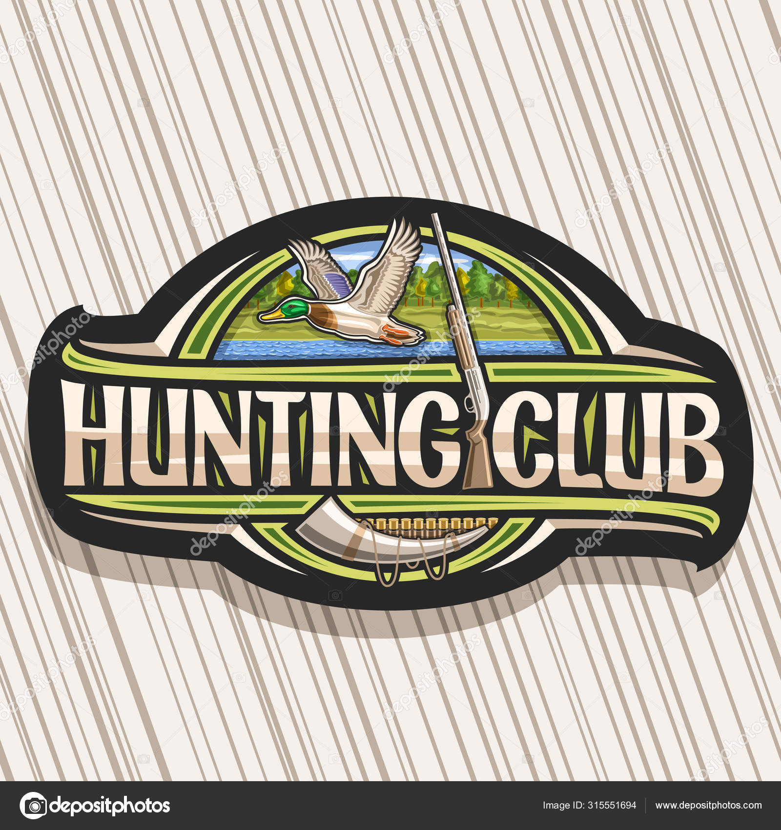 Vector Logo Hunting Club Decorative Sign Board Illustration Flying Male ...