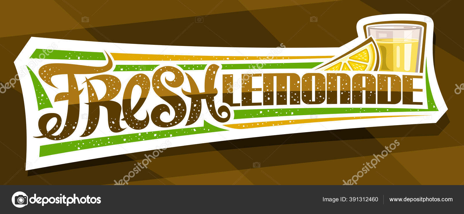 Vector Label Fresh Lemonade Decorative Cut Paper Signboard Illustration ...