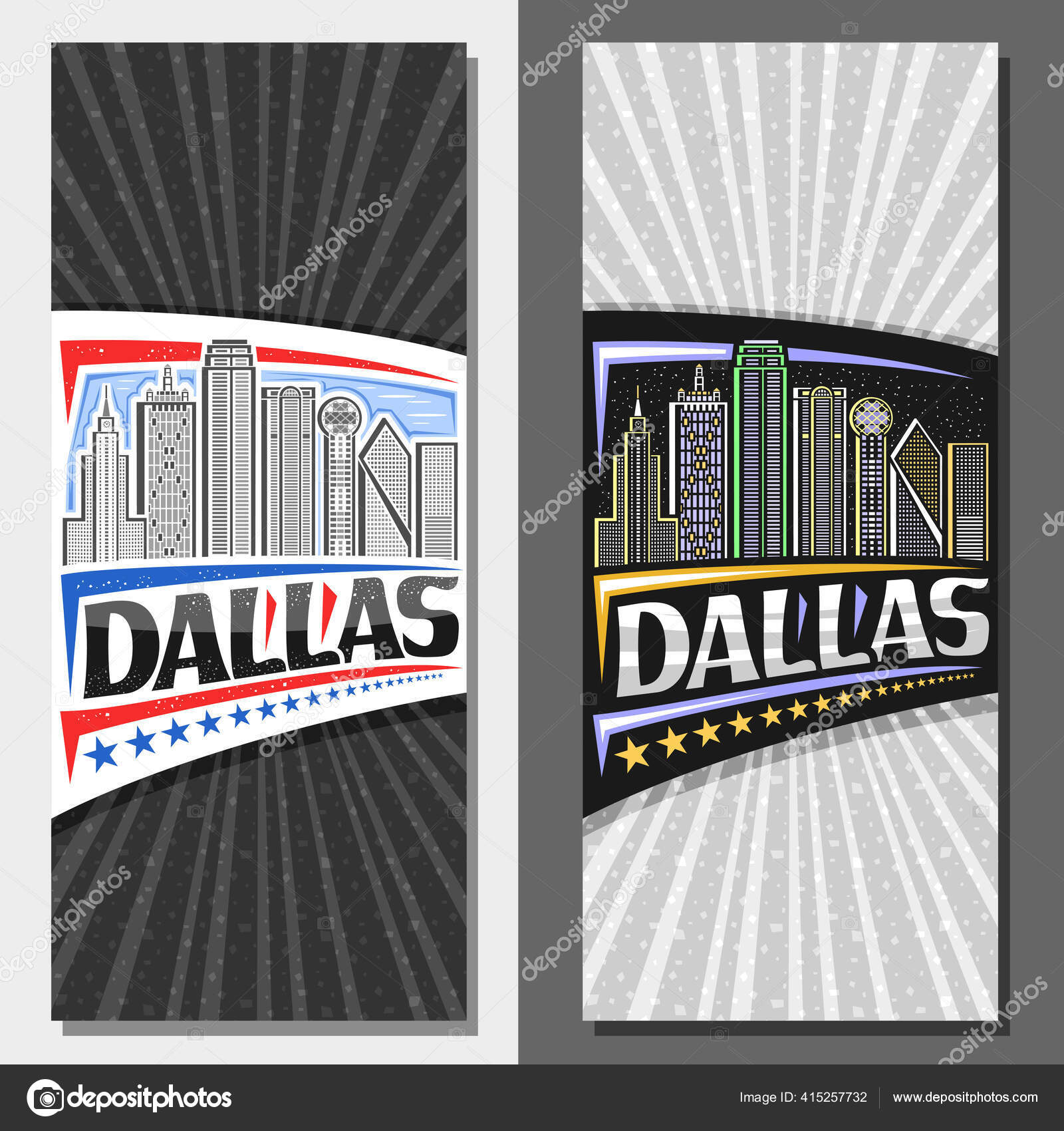 Vector Layouts Dallas Decorative Leaflet Outline Illustration Famous ...