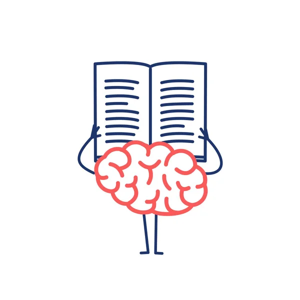 Brain Reading Book Isolated White Background Vector Concept ...