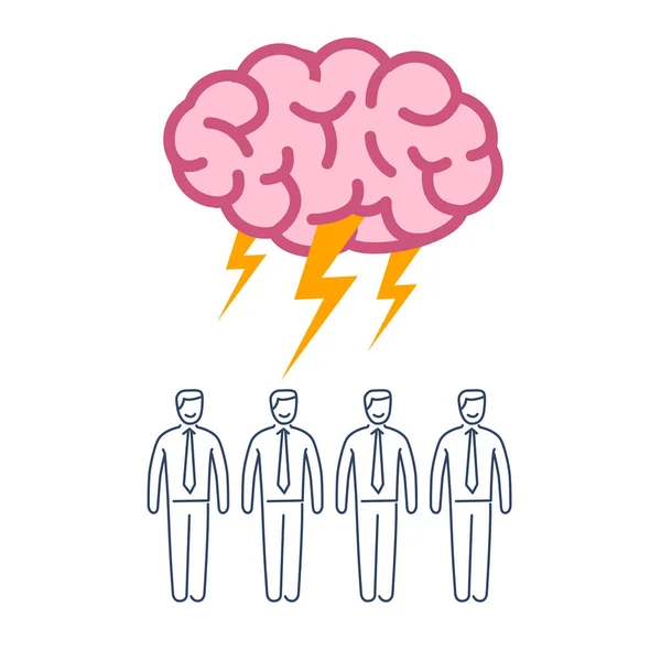 Brain Lightnings Team Black Background Vector Concept Illustration ...
