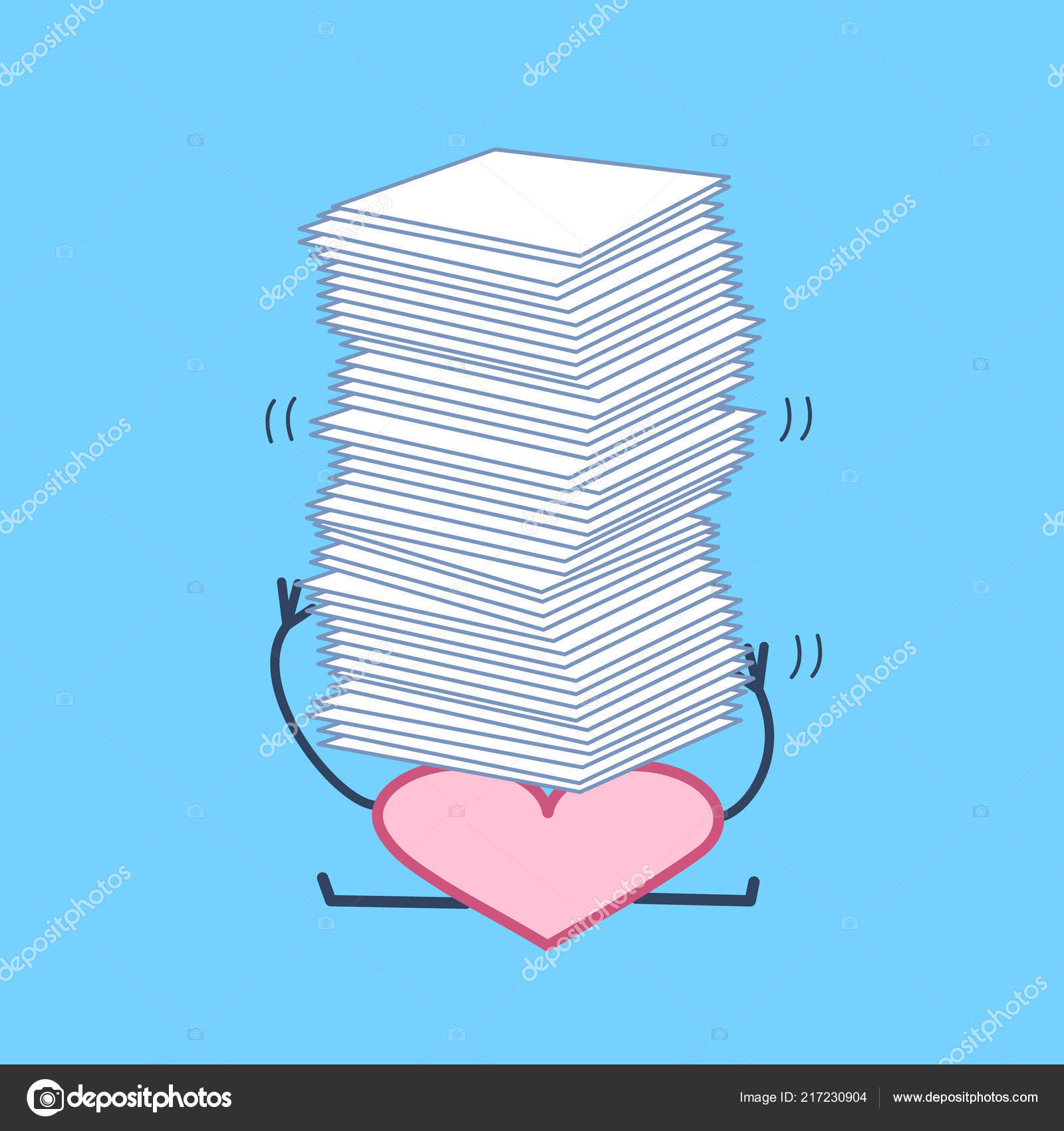 Overworked Heart Heap Papers Icon Blue Background Stock Vector by ...