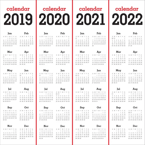 2019 2022 calendar Vector Art Stock Images | Depositphotos