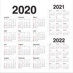 Year 2020 2021 2022 calendar vector design template Stock Vector Image ...