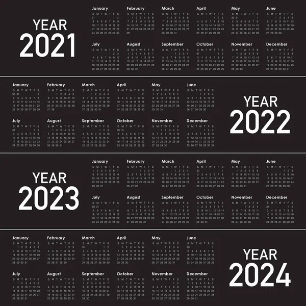 Año 2021 2022 2023 2024 Plantilla Diseño Vectores Calendario Diseño Vector de stock #418375022 ...
