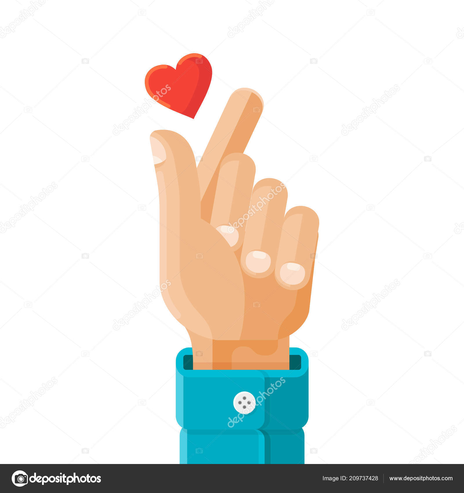 Vector Coreano Corazón Mano Gesto Símbolo Estilo Plano Vector de stock ...