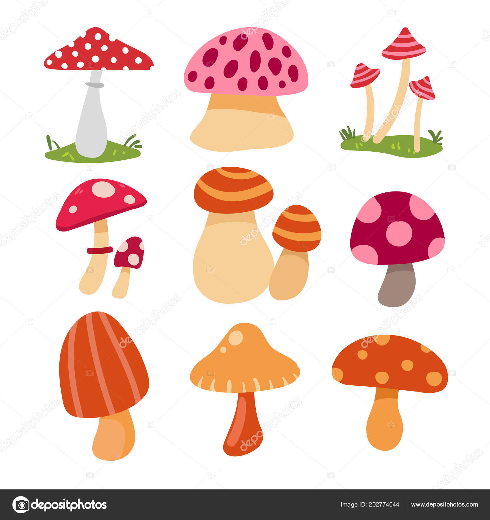 キノコのベクトル コレクション デザイン きのこセット きのこコレクションのデザインのベクトル ストックベクター © ...
