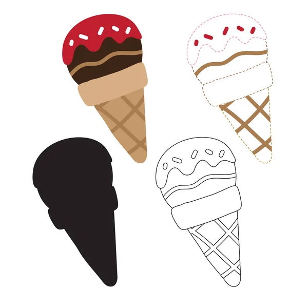 Ice Cream Line Drawing Vector Design Kid Ice Cream Page Stock Vector ...
