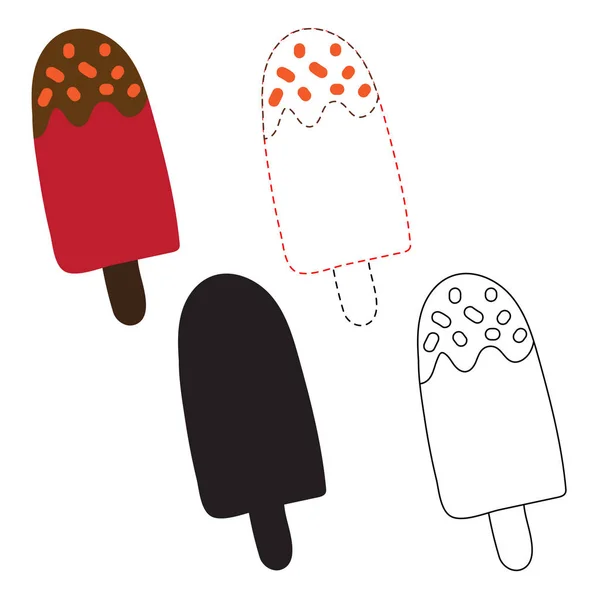 Ice Cream Line Drawing Vector Design Kid Ice Cream Page Stock Vector ...