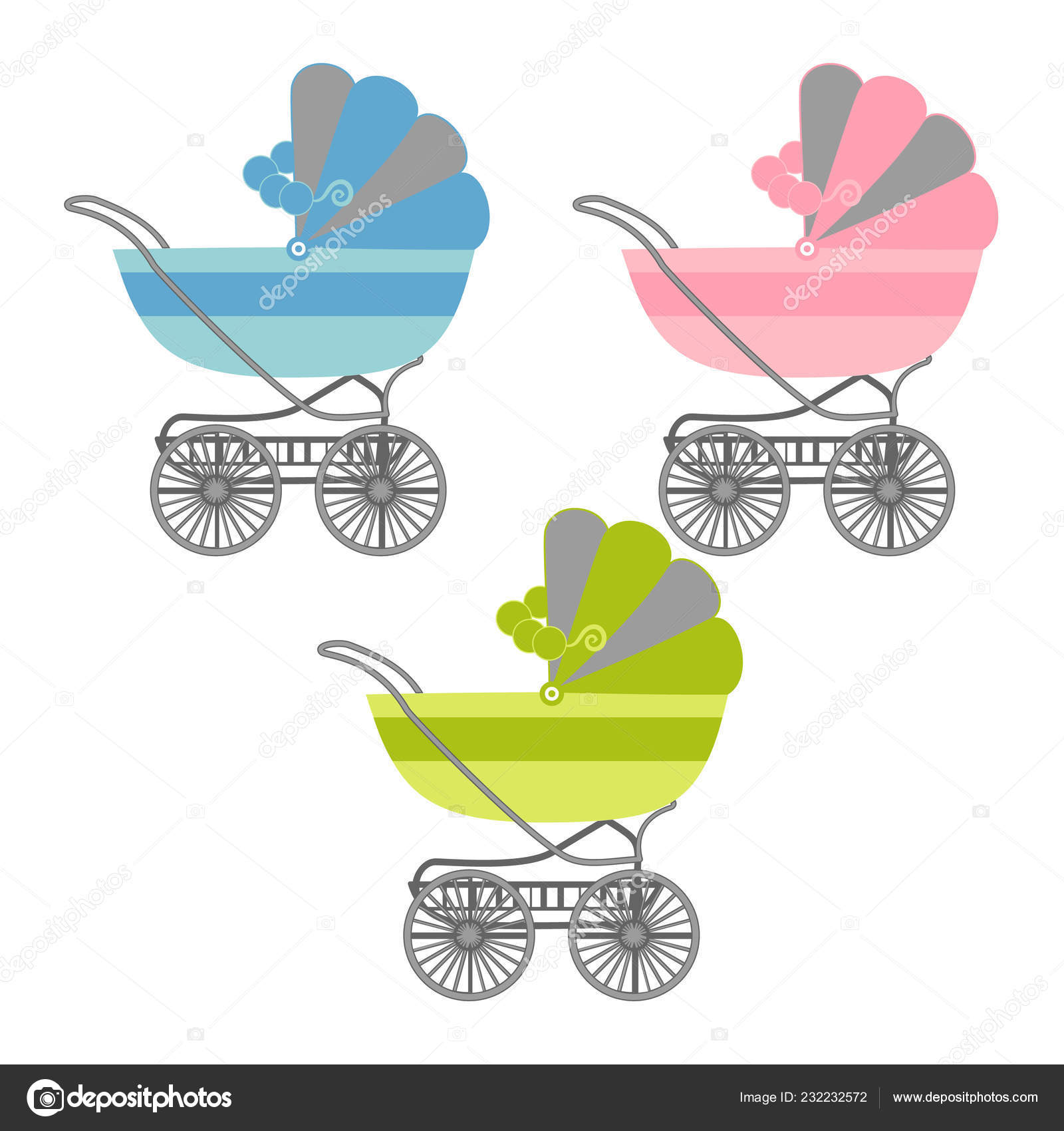Vector Image Blue Pink Green Prams White Background Background Can ...
