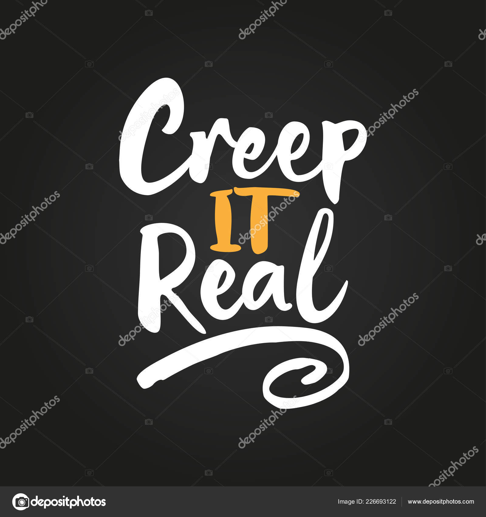 Creep Real Halloween Overlays Lettering Labels Design Retro Badge Hand ...