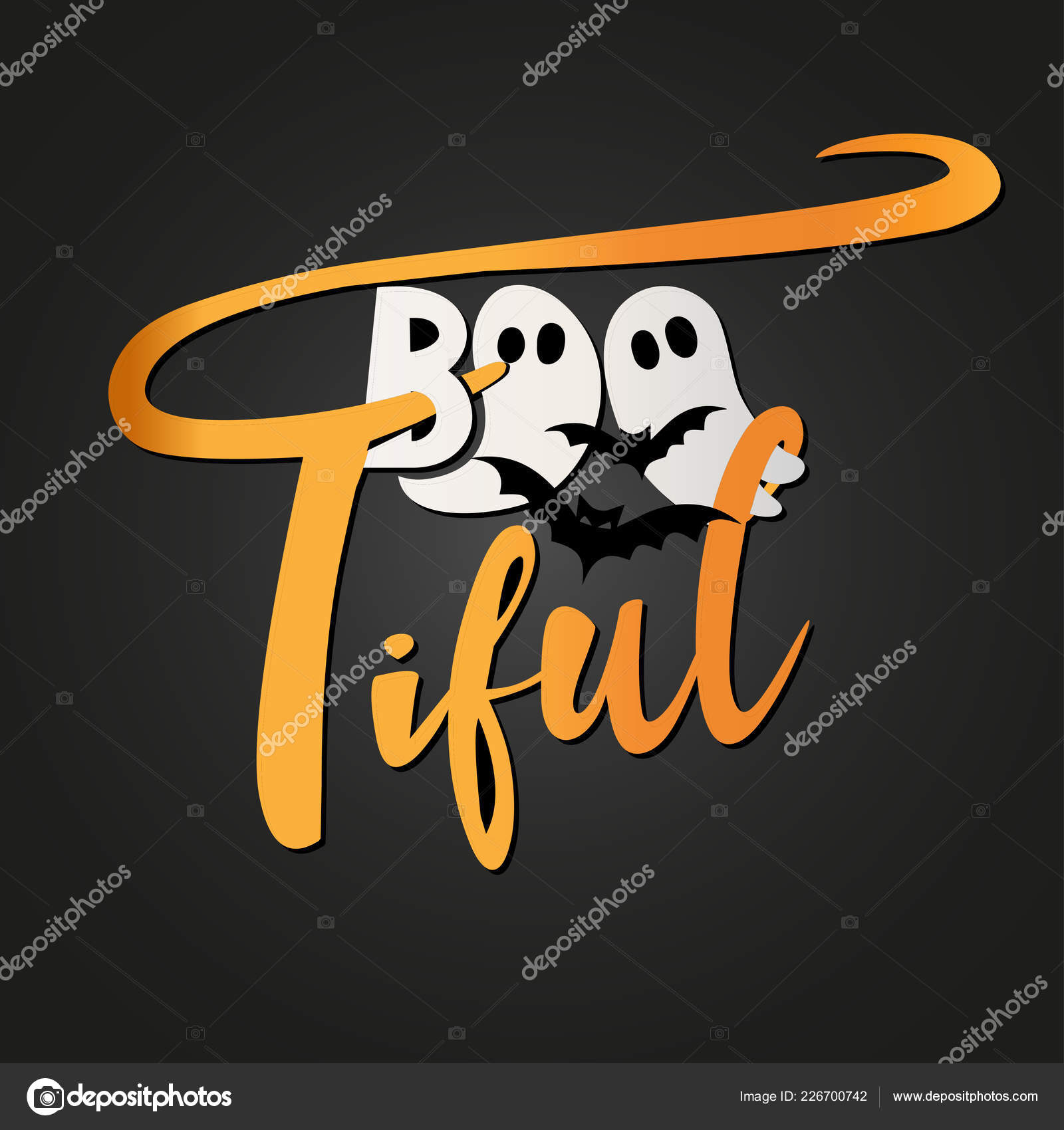 Boo Tiful Hand Drawn Vector Illustration Autumn Color Poster Good Stock ...