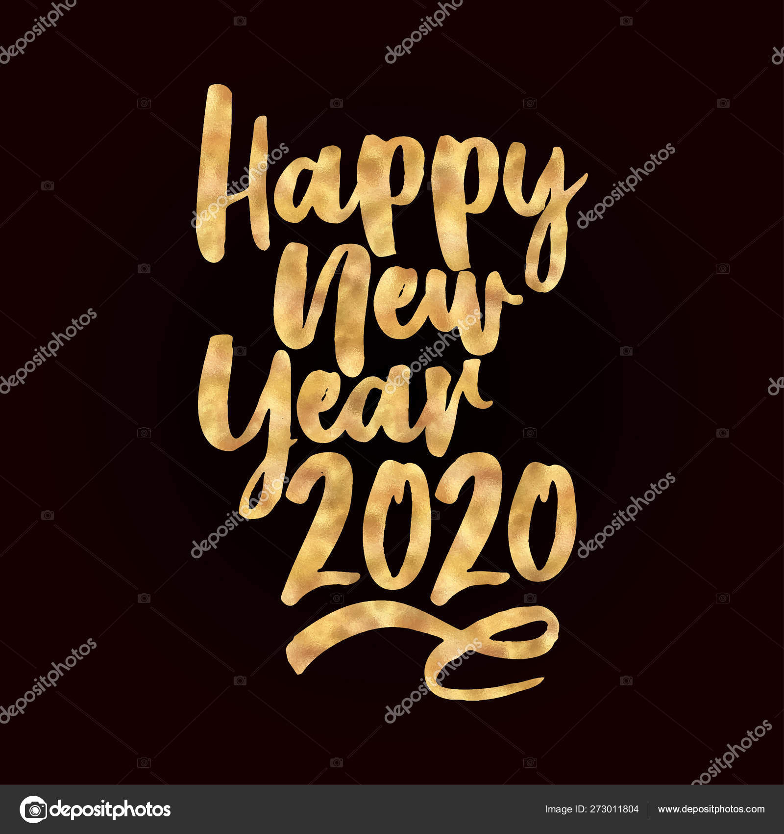 Happy New Year 2020 Calligraphy Phrase Holidays Hand Drawn Lettering ...