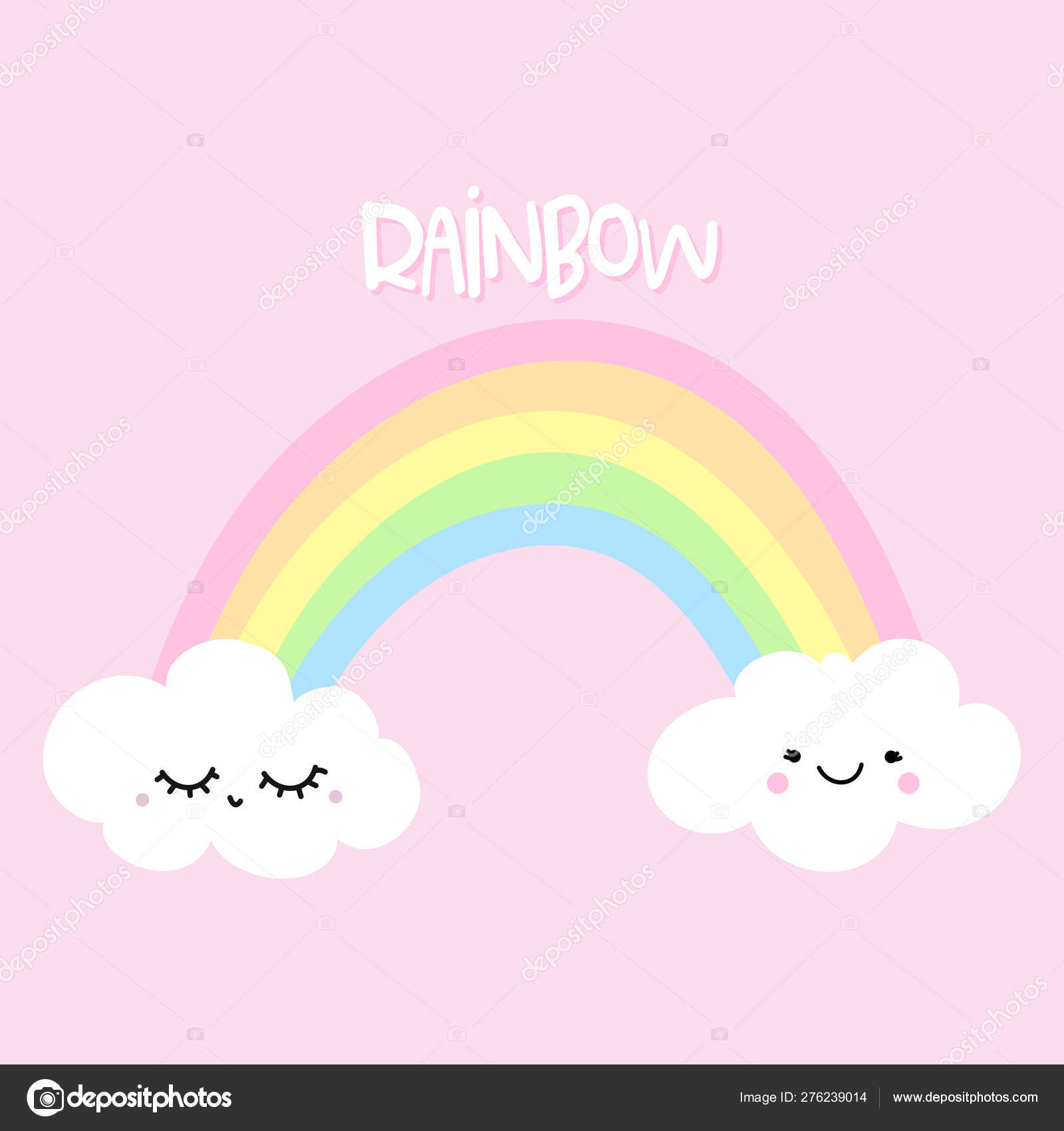 Rainbow Two Cute Clouds Cute Rainbow Decoration Little Rainbow Clouds Stock Vector Image By