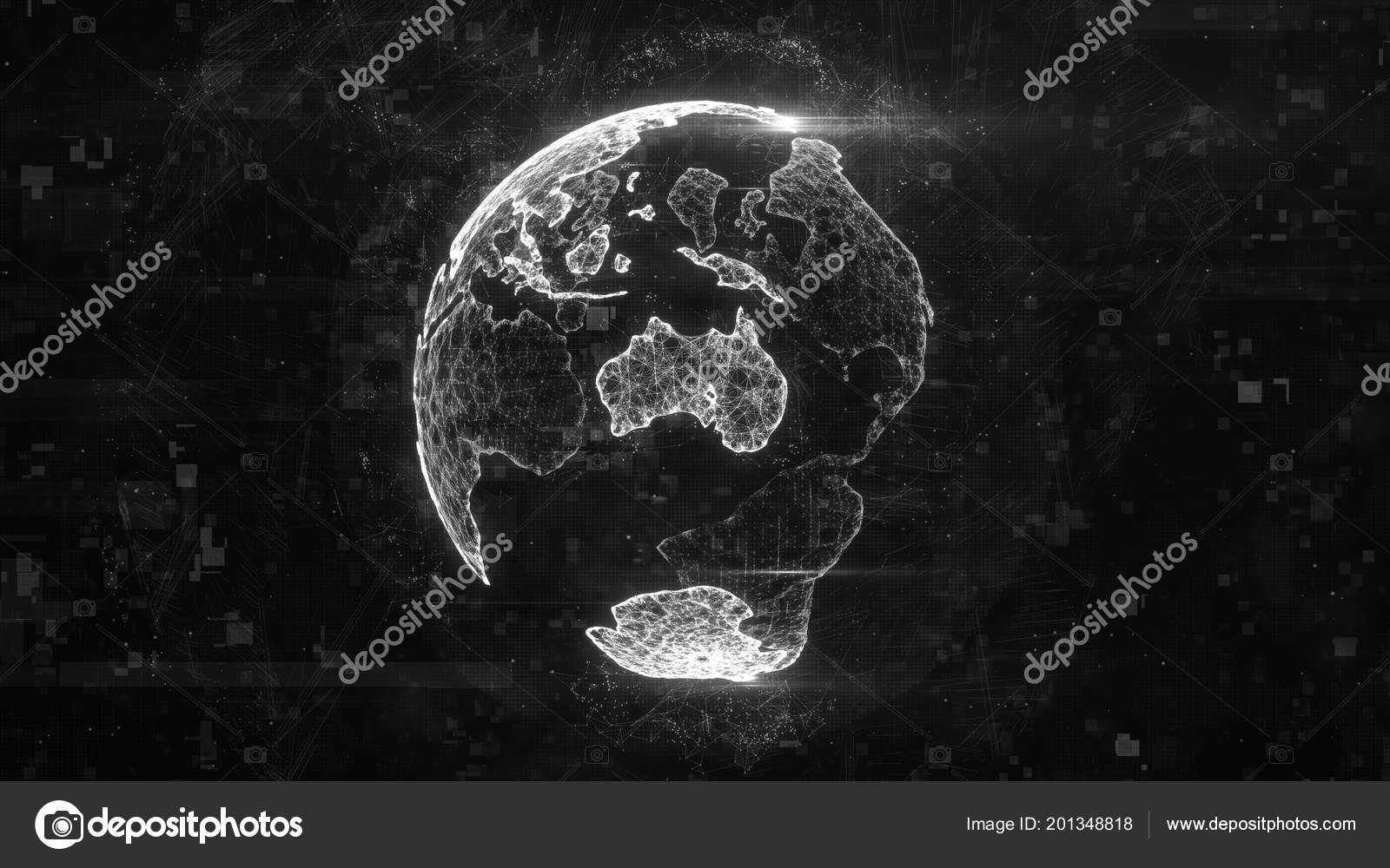 Digital Globe Made Plexus Bright Glowing Lines Detailed Virtual Planet ...