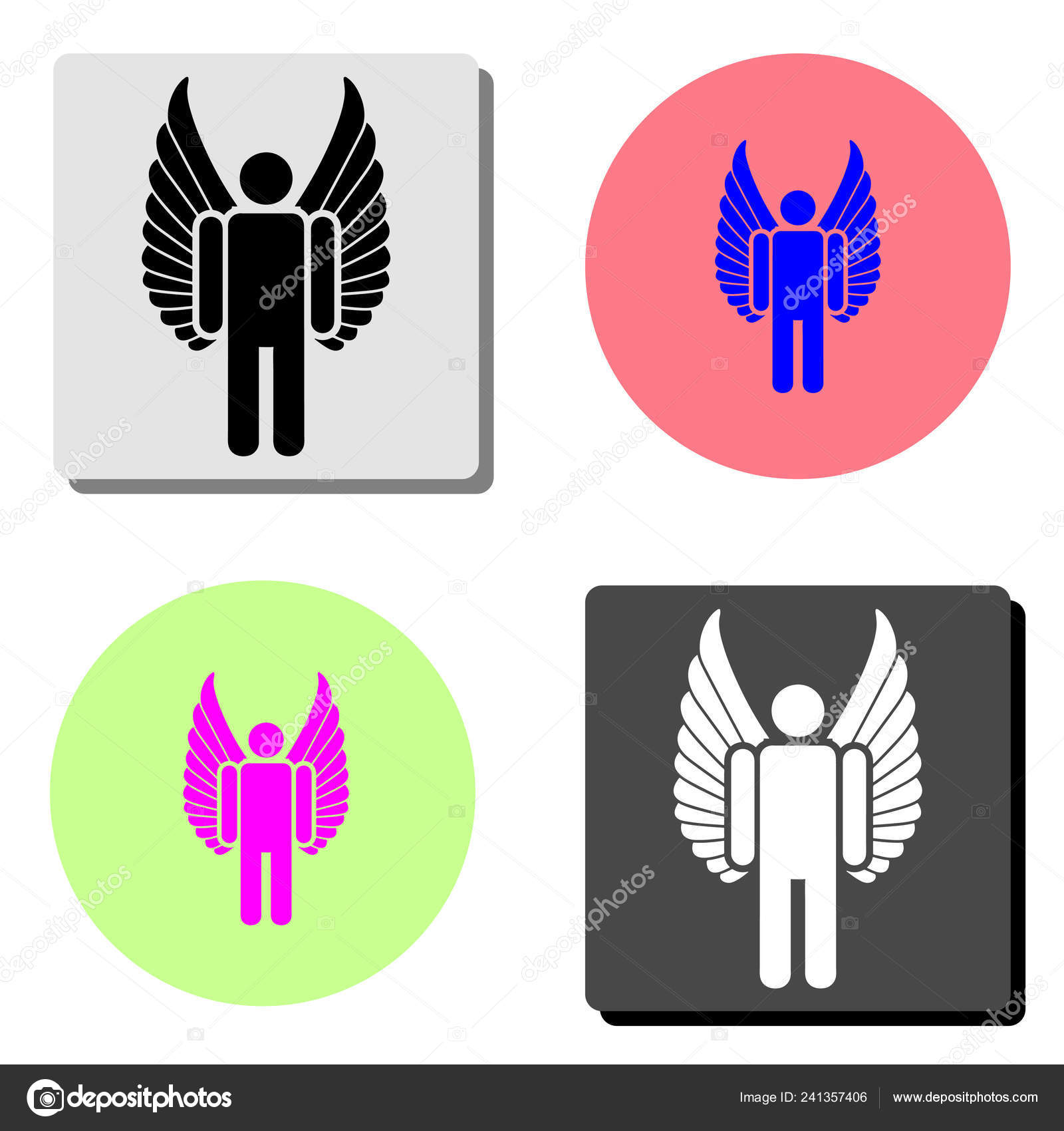 Angel Simple Flat Vector Icon Illustration Four Different Color ...